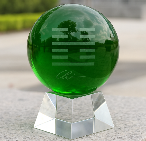 Green Energized Crystal Ball - East - 12cm - Spring Forest Qigong
